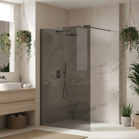 Bezrámová sprchová zástěna REA FLEXI TITAN 80 cm, titan kartáčovaný/šedá kouřová - bez vaničky