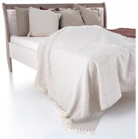 Tom Linen Lněný přehoz na postel s třásněmi Warsa Oatmeal 140x170 cm