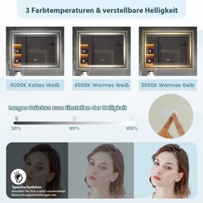 Costway Koupelnové zrcadlo LED s osvětlením koupelnové zrcadlo proti zamlžování