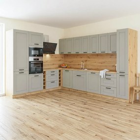Kuchyňská linka LUNA sa | 270x325 cm | PREMIUM BOX zásuvky | UNI dvířka | artisan/světle šedá