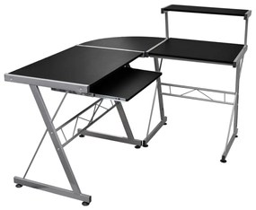 Petromila Rohový počítačový stůl černý 132 x 112 x 99 cm kompozitní dřevo