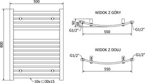 Mexen Helios, elektrické topné těleso 800 x 600 mm, 600 W, zlatá lesklá, W103-0800-600-2600-50