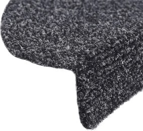 Schodové rohože samolepicí 15 ks 56 x 17 x 3 cm tmavě šedé, půlkulaté 132691
