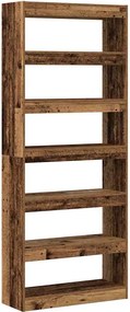 Knihovna 6 úrovní 80 x 30 x 198 cm Kompozitní dřevo Staré dřevo 3333921