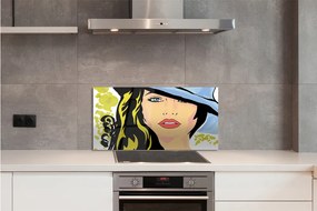 Skleněný panel Žena klobouk 140x70 cm