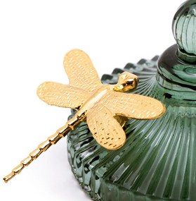 AmeliaHome Šperkovnice Dragonfly I lahvově zelená, velikost 10.5x10.5x16.6cm