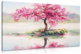 Obraz orientální třešeň v růžovém provedeníc - 120x80 cm