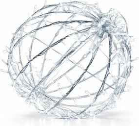 Easy fix 3D LED svítící koule, skládací, pr. 60 cm, ledově bílá, bílý kabel, IP67, hliník