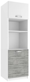 Vysoká kuchyňská skříňka Belini pro vestavnou troubu 60 cm bílý mat / šedý antracit Glamour Wood  TOR SSP60/1/WT/WTGW/0/U