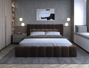 Eltap Čalouněná postel Lamica s úložným prostorem - dřevo Materiál a barva potahu: Monolith 37 - tmavě zelená, Rozměry (cm): 180x200