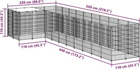 Psí kotec černý 7,26 m² ocel 3082237