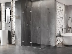 Mexen Lunar-F L, skládací sprchový kout levý 90 x 80 cm, 8mm čiré sklo, ocelový profil, 836L-090-080-97-00-L