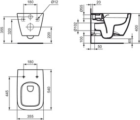 Ideal Standard i.life B - Závěsné WC, RimLS+, bílá T461401