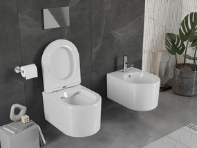 Mexen Sofia, závěsná WC mísa 490x360x355 mm, Rimless Tornádo + toaletní WC sedátko z duroplastu, bílá lesklá, 30540400