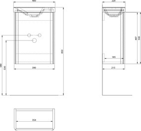 Sapho Sapho, ZORBA umyvadlová skříňka 39x50x21,5cm, carina, LT113-4141