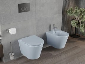 Mexen, Mexen Rico miska wc Rimless z desk wolnoopadającą slim, duroplast, szara-nebíská mat - 30724069