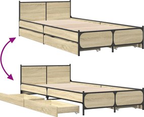 Rám postele se zásuvkami dub sonoma 75x190 cm kompozitní dřevo 3279973