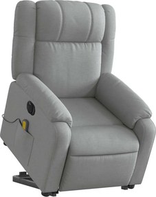 Elektrické zvedací masážní polohovací křeslo světle šedé textil 3205238