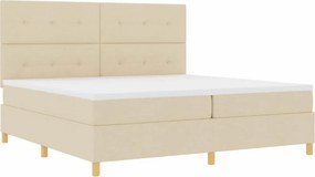 Postel s boxspringem s čelo Krémová 200 x 200 cm textil 3339649