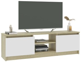 vidaXL TV stolek bílý a dub sonoma 120 x 30 x 35,5 cm dřevotříska