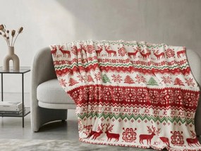 Bílá vánoční mikroplyšová deka CHRISTMAS JOY Rozměr: 200 x 220 cm