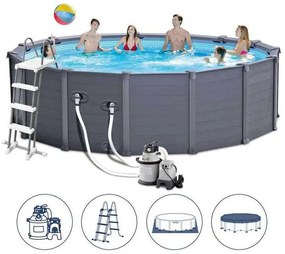 INTEX Graphite Gray Panel Pools Set Bazén 478 x124 cm s filtrací 26384NP