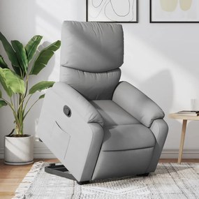 Zvedací polohovací křeslo světle šedé textil 3204824
