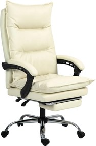 Vinsetto ergonomické kancelářské křeslo, náklon 155° s vysouvací opěrkou nohou, snadno čistitelná PU koženka, polstrované opěrky, otáčecí a výškově na
