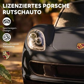 AIYAPLAY Odrážedlo pro děti Porsche odrážedlo s klaksonem, světlem a zvuky motoru, pro 18–36 měsíců, matná černá