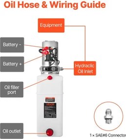 Hydraulický agregát 8 l, Maximální přetlak 22 MPa a průtok 3,4 l/min VEVOR