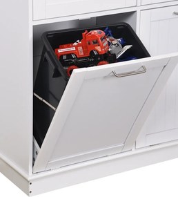Kondela Výklopná skříňka s odpadkovým košem, bílá/bambus, DELINS TYP 2