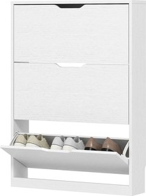 HOMCOM Skříň na boty se 3 dvířky, Botník, Skříň na obuv pro 9-12 párů bot 80 x 17 x 108 cm, Bílá | Aosom