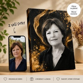 Foto obraz z vlastní fotky na plátno – Luxusní Glamour Gold styl se zlatými prvky Rozměry obrazu: 40 x 50 cm