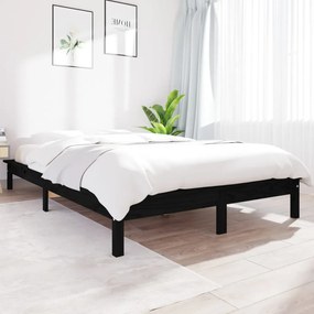Rám postele černý 200 x 200 cm masivní borovice