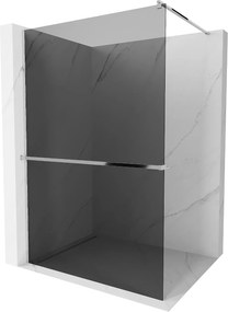 Mexen Kioto+, sprchová zástěna s poličkou a držákem na ručníky 90 x 200 cm, 8mm šedé sklo, chromový profil, 800-090-121-01-40