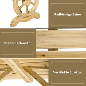 Zahradní lavice Outsunny dřevo odolné proti povětrnostním vlivům 98 x 50 x 39,5 cm rustikální lavice pro zahradní nábytek v přírodní barvě | Aosom.de