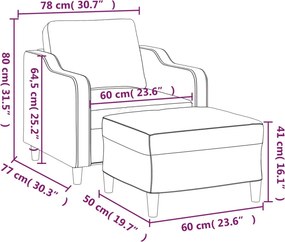 Křeslo s podnožkou tmavě šedé 60 cm textil 3201128