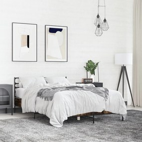 Rám postele kouřový dub 140 x 200 cm kompozitní dřevo a kov 3280044