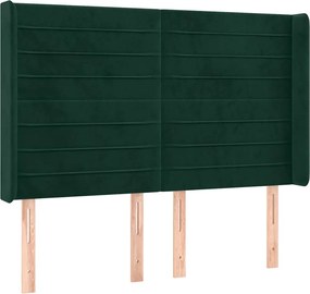 Box spring postel s matrací a LED tmavě zelená 140x190 cm samet 3139622