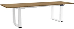 Výškově nastavitelný stůl OfficeTech Strong 240 x 80 cm, bílá podnož, dub kamenný