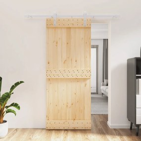 Posuvné Dveře S Kováním 85 X 210 Cm Masivní Borové Dřevo