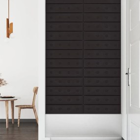 Nástěnné panely 12 ks černé 60 x 15 cm umělá kůže 1,08 m² - Default Title