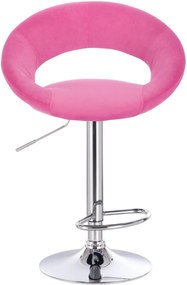 LuxuryForm Barová židle NAPOLI  VELUR na stříbrném talíři - růžová