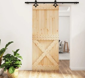 vidaXL Posuvné dveře s kováním 85 x 210 cm masivní borové dřevo [3203134]
