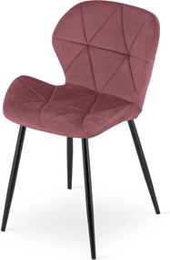 Jídelní židle MANGO VELVET s černými nohami, tmavě růžová