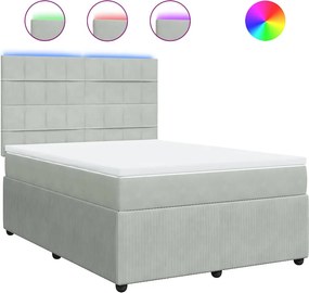 Box spring postel s matrací světle šedá 140x190 cm samet 3294634