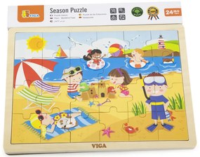 Dřevěné puzzle 24 dílků - léto
