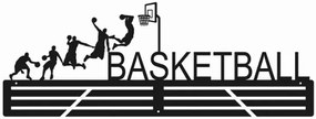 Walenty Kovový nástěnný věšák na medaile Basketball, různé délky, různé barvy Barva: černá, Rozměr: Délka 60cm