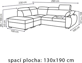 Sedací souprava BASTON | 230x260 cm | rozkládací + úložný prostor | VÝBĚR TKANIN