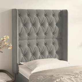 Čelo postele typu ušák světle šedé 83x16x118/128 cm samet 3119946